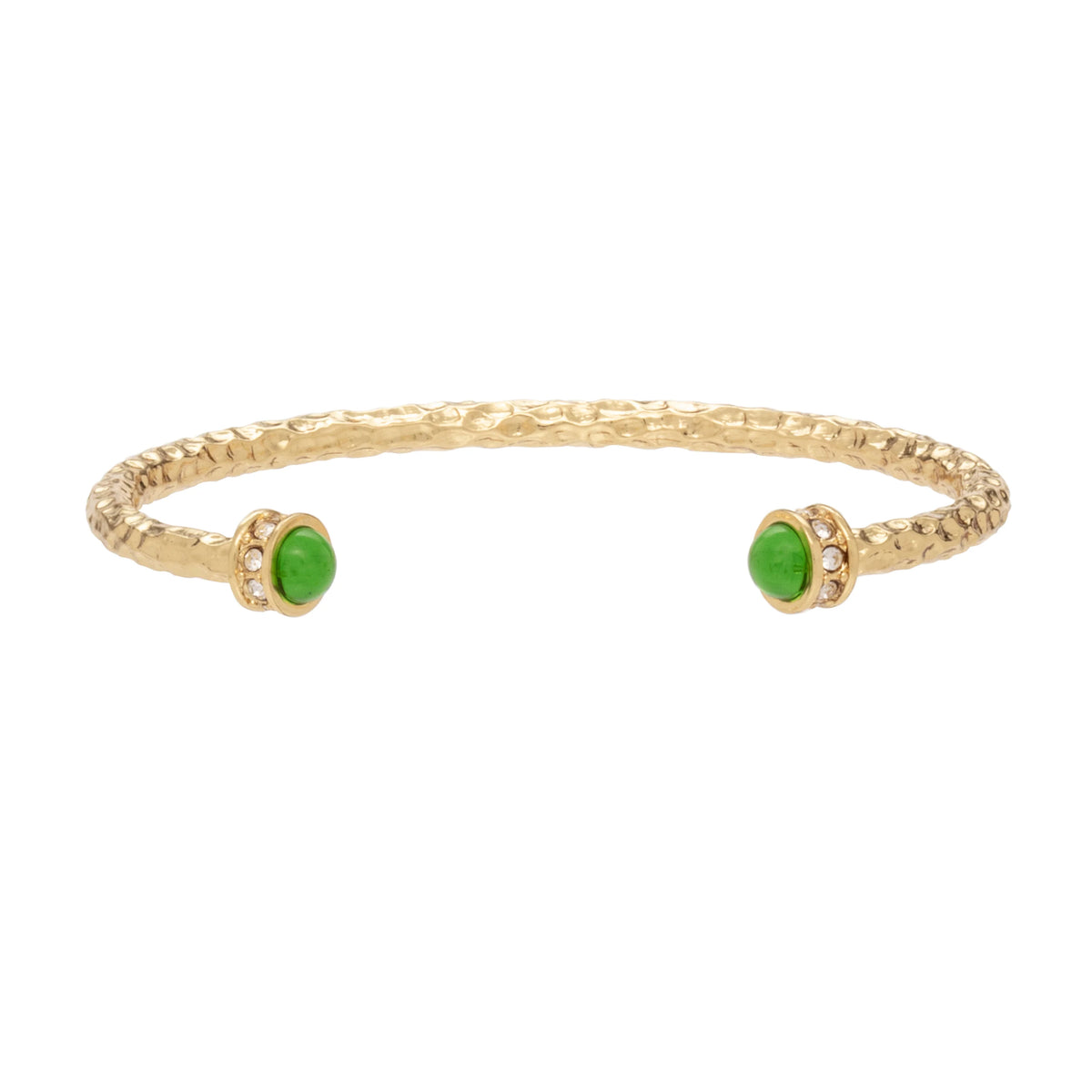 Halcyon Days Hammered Torque Emerald & Gold Bangle – Taste Of Britain