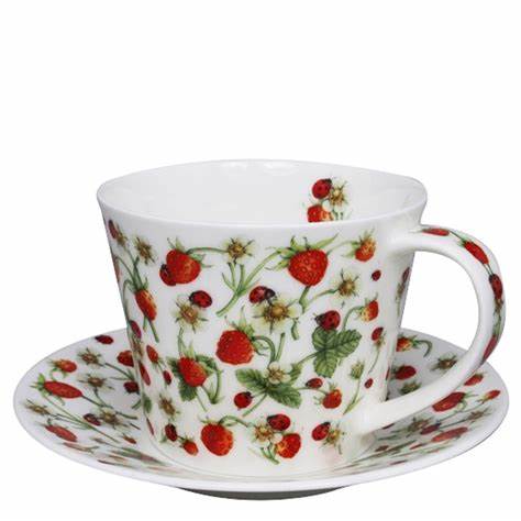 Dunoon Islay Dovedale Strawberry Cup and Saucer 12oz – Taste Of Britain