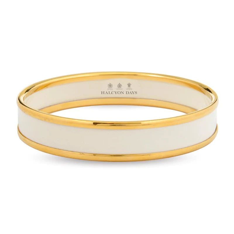 Halcyon Days Bangle in Ivory & Gold Enamel 6mm – Taste Of Britain