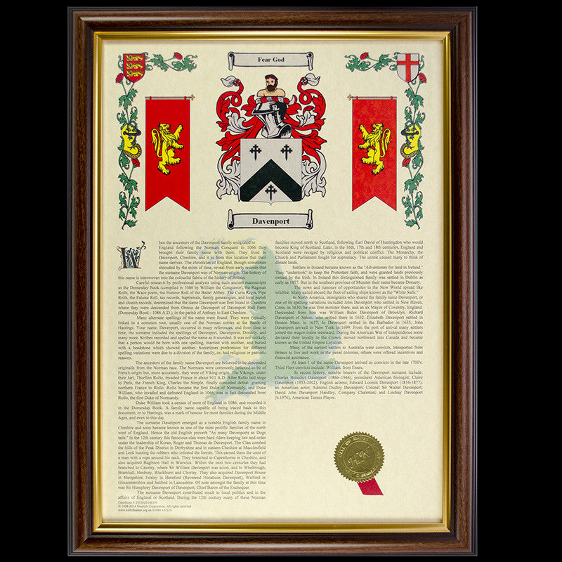 Hall of Names Ancestry Scroll (With wooden Frame) – Taste Of Britain